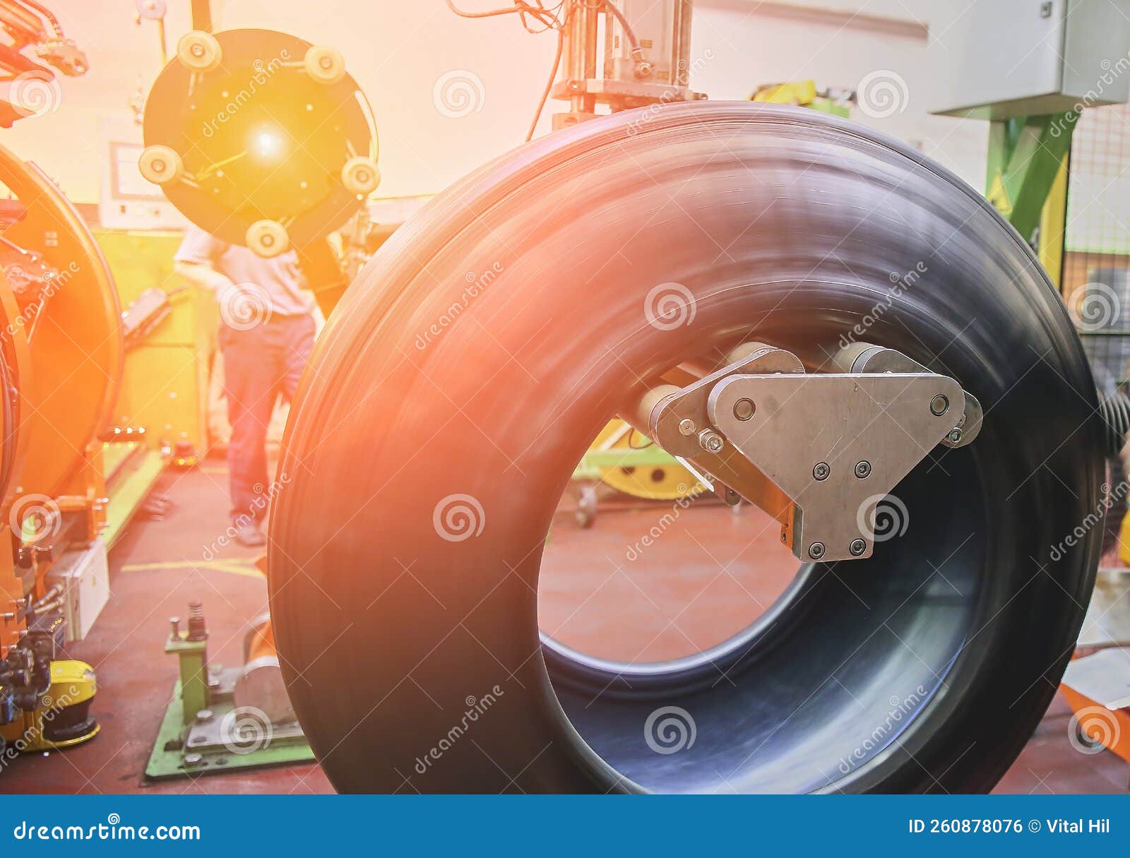 Workshop for the Production of Car Tires. the Machine is Semi-automatic ...