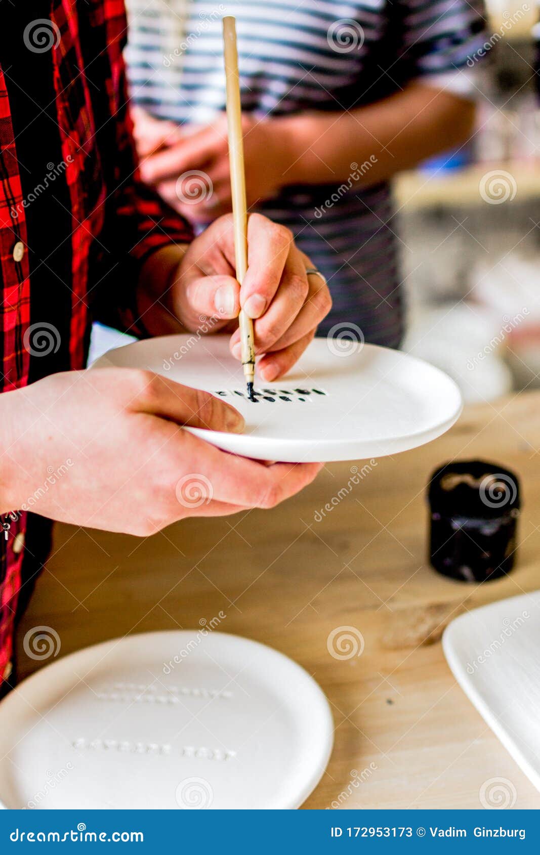 Workshop Production of Ceramic Tableware Product Painting Stock Image ...