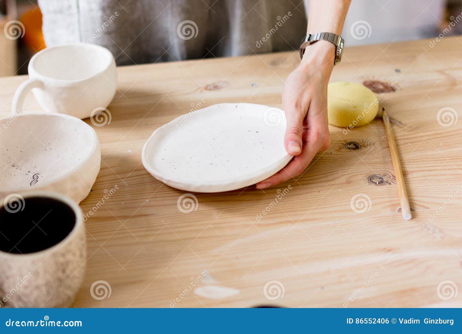 Workshop Production of Ceramic Tableware Product Painting Stock Photo ...