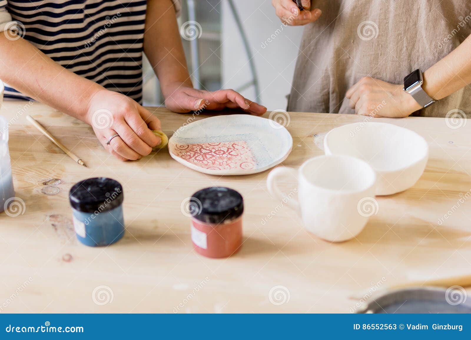 Workshop Production of Ceramic Tableware Product Painting Stock Image ...