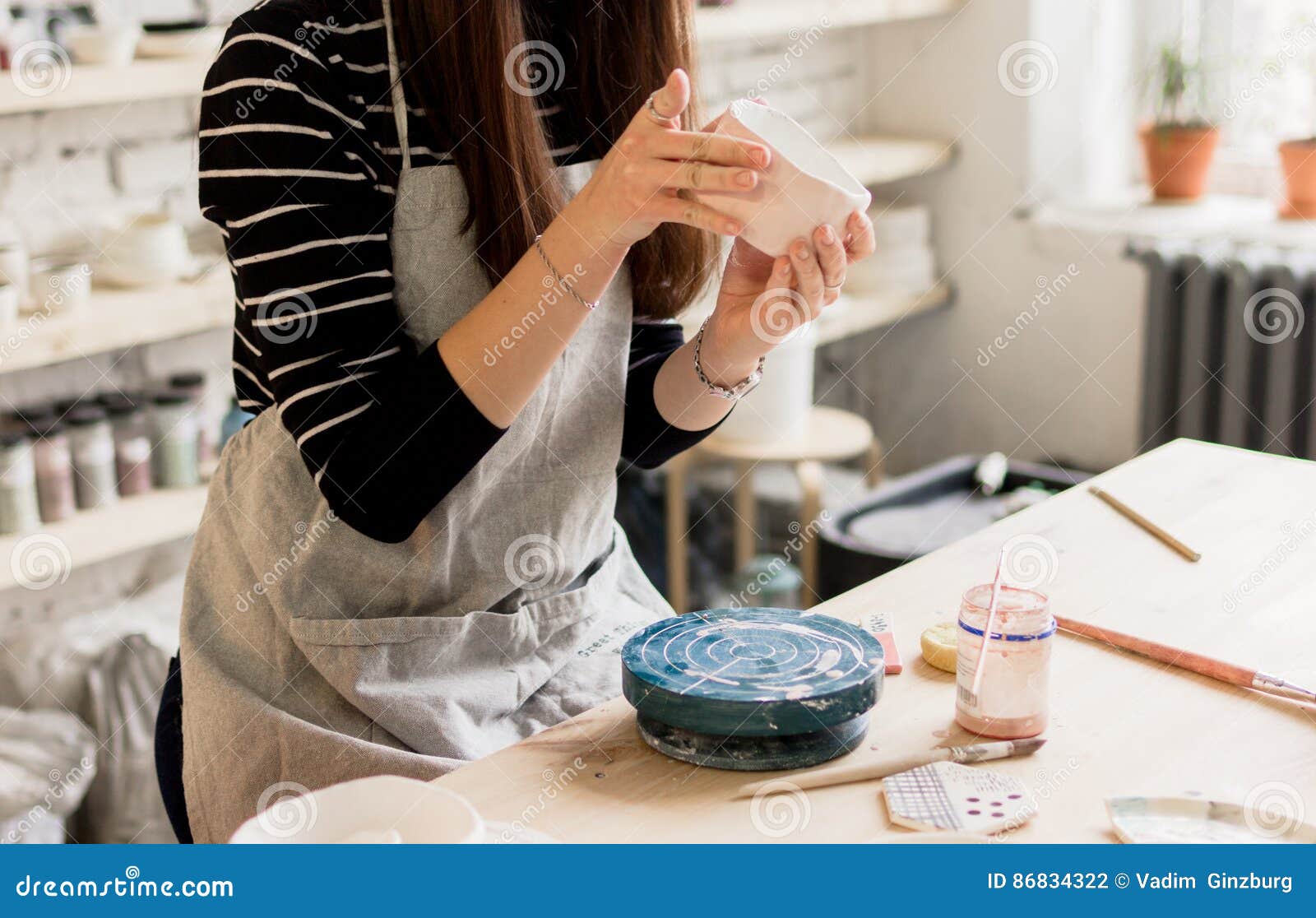 Workshop Production of Ceramic Tableware Product Painting Stock Photo ...
