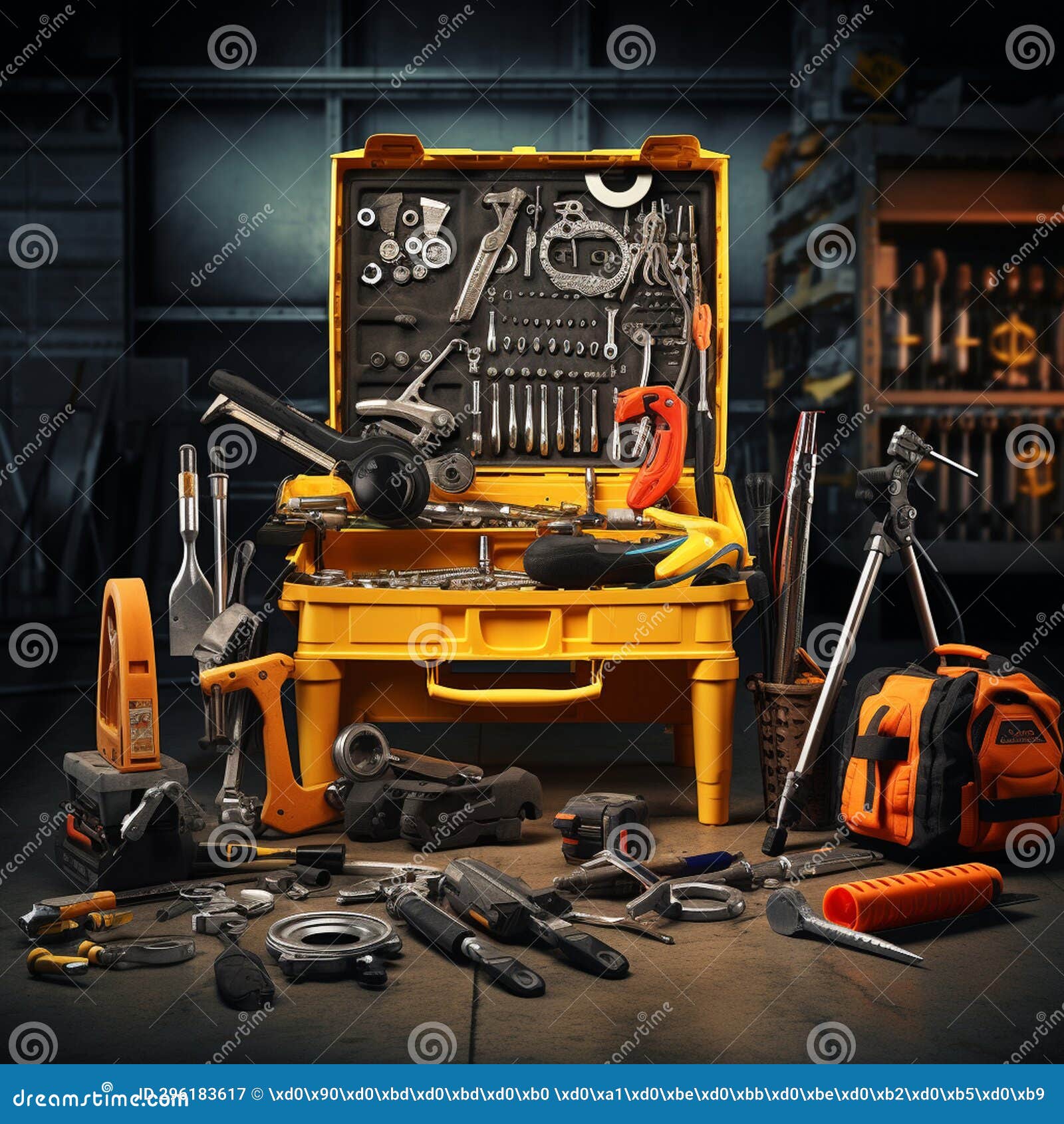 Workshop Scene. Tools in a Box. Garage. Generative AI Stock Image ...