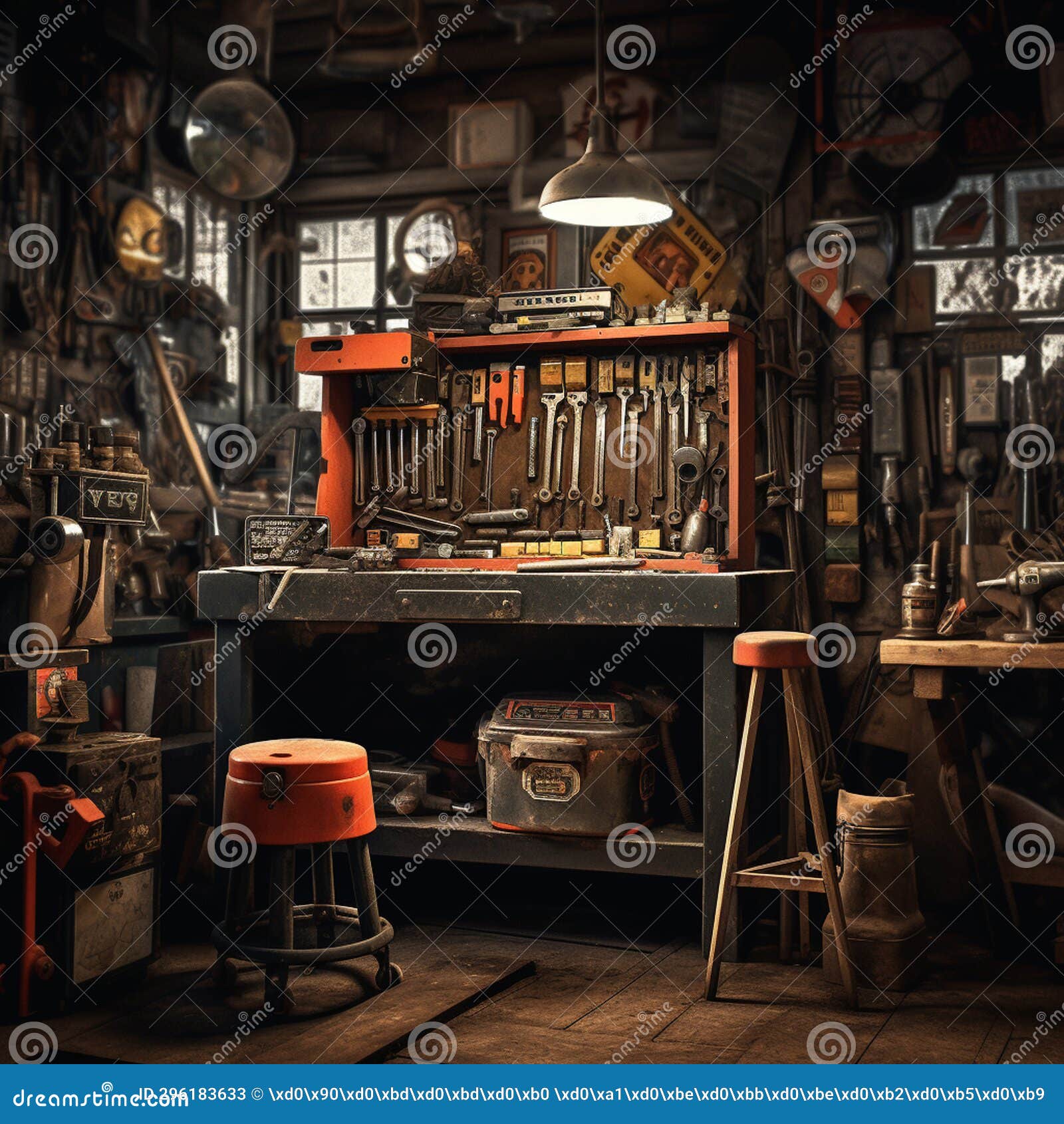 Workshop Scene. Tools in a Box. Garage. Generative AI Stock ...