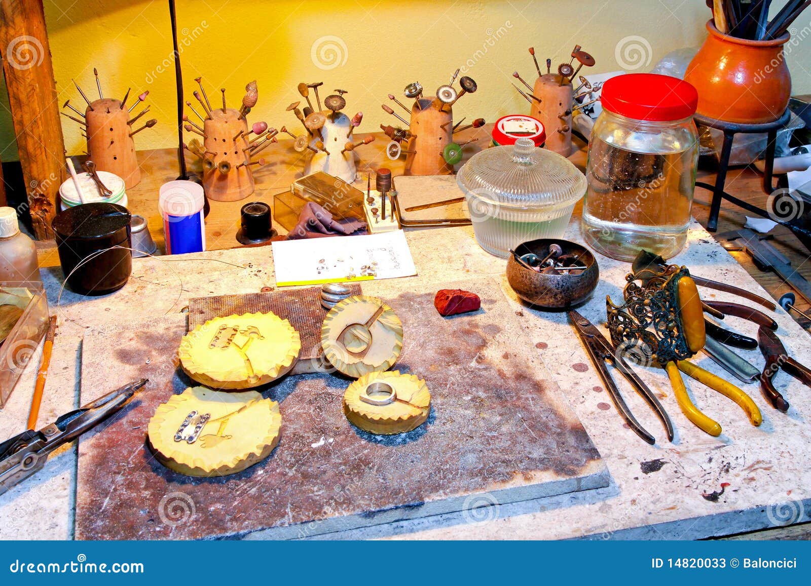Workshop table stock image. Image of artistic, mould - 14820033