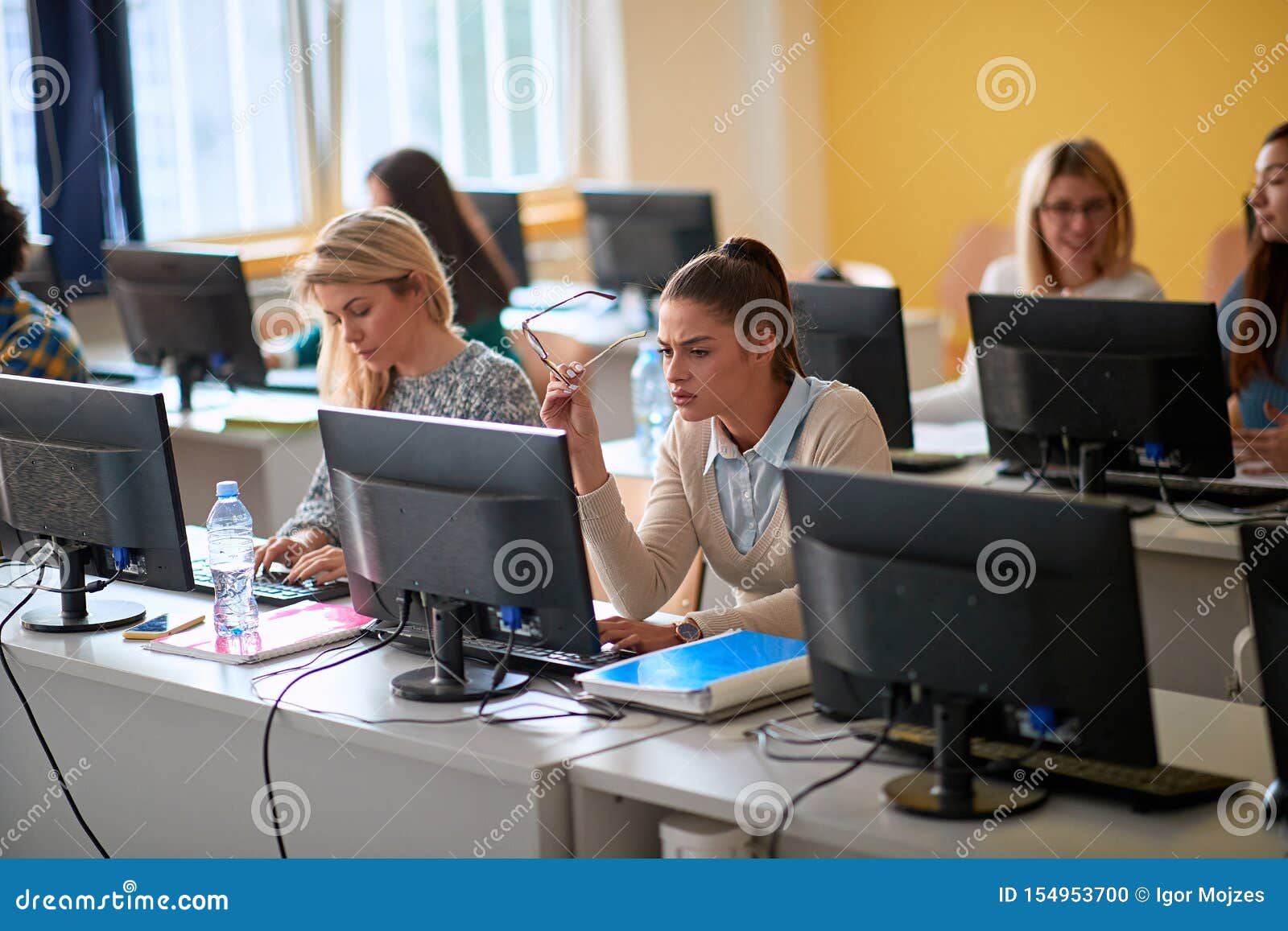 It Workshop at University. Girl on Class with Computer Stock Photo ...