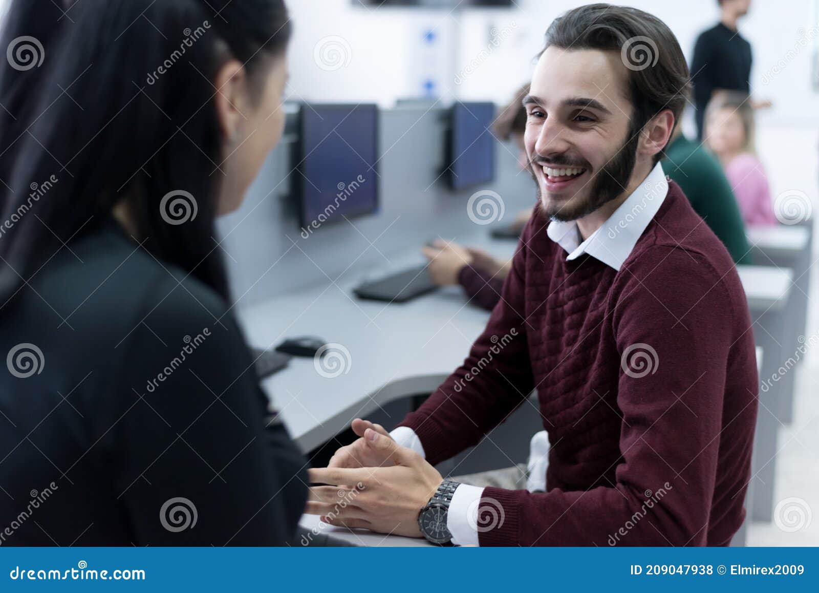 It Workshop at University. Group of Students on Class with Computer ...