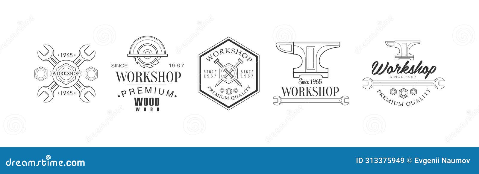 Workshop and Woodworking Craft Label Vector Set Stock Vector ...