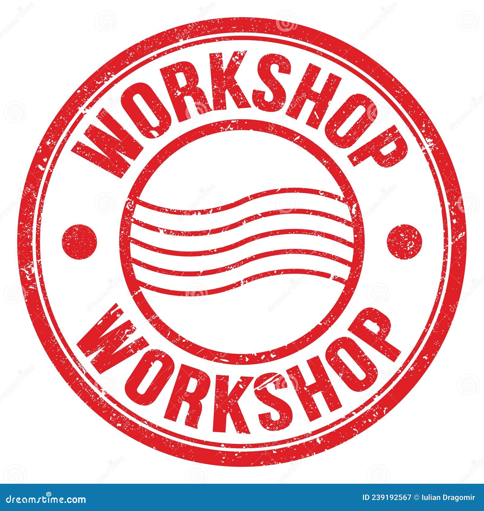 WORKSHOP Text Written on Red Round Postal Stamp Sign Stock Illustration ...