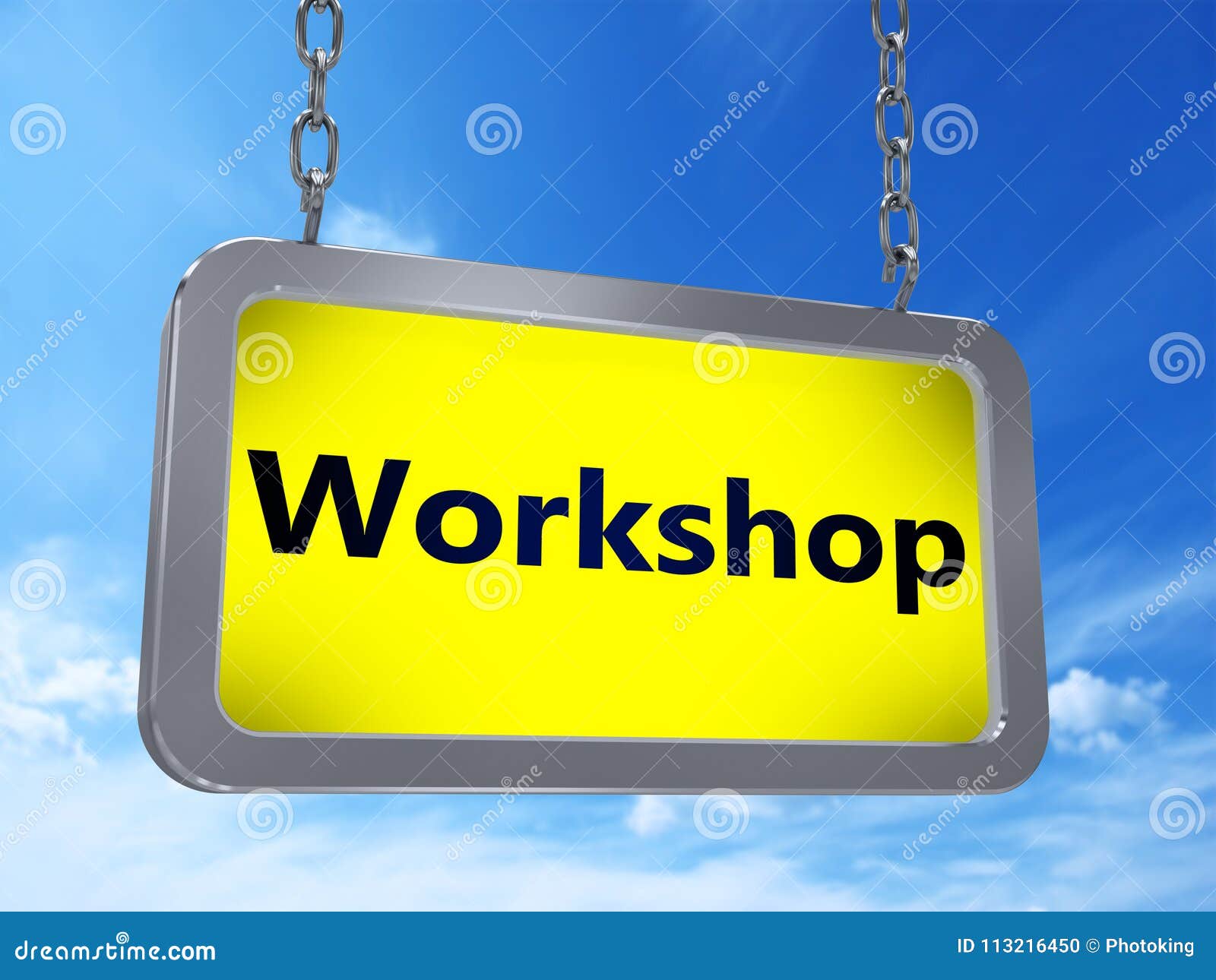 Workshop on billboard stock illustration. Illustration of card - 113216450