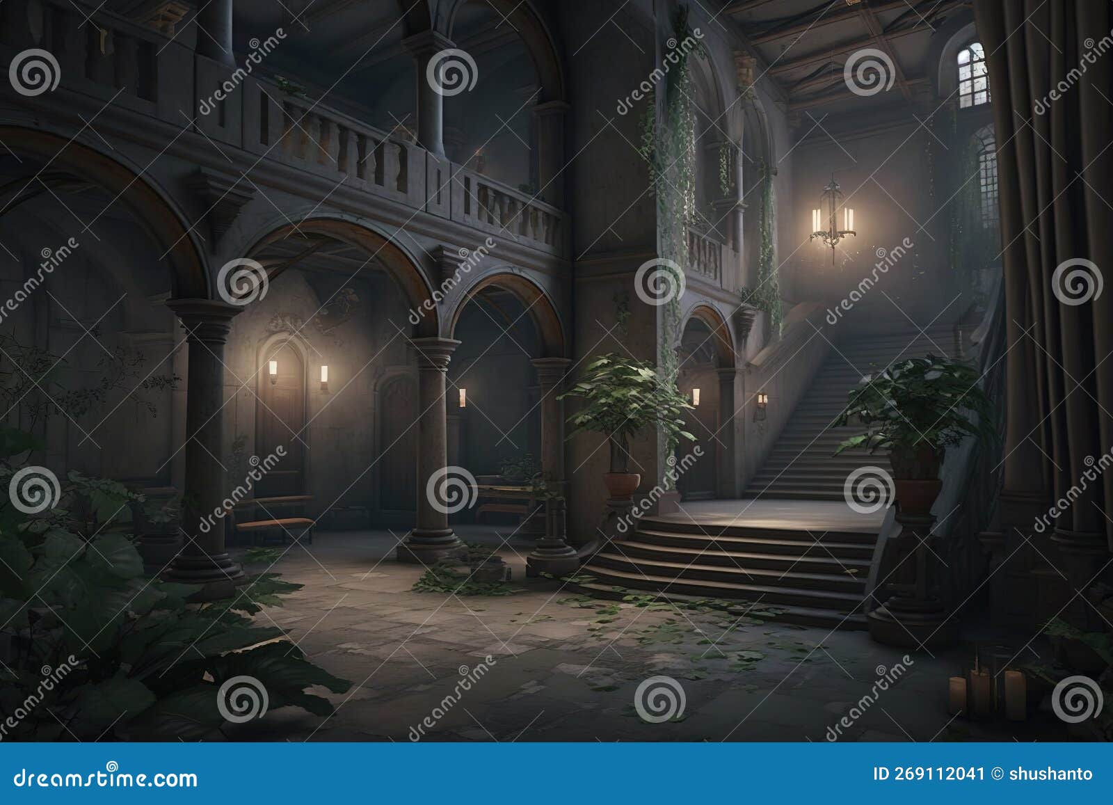 Workshops in a Castle Outer Bailey Stock Illustration - Illustration of ...