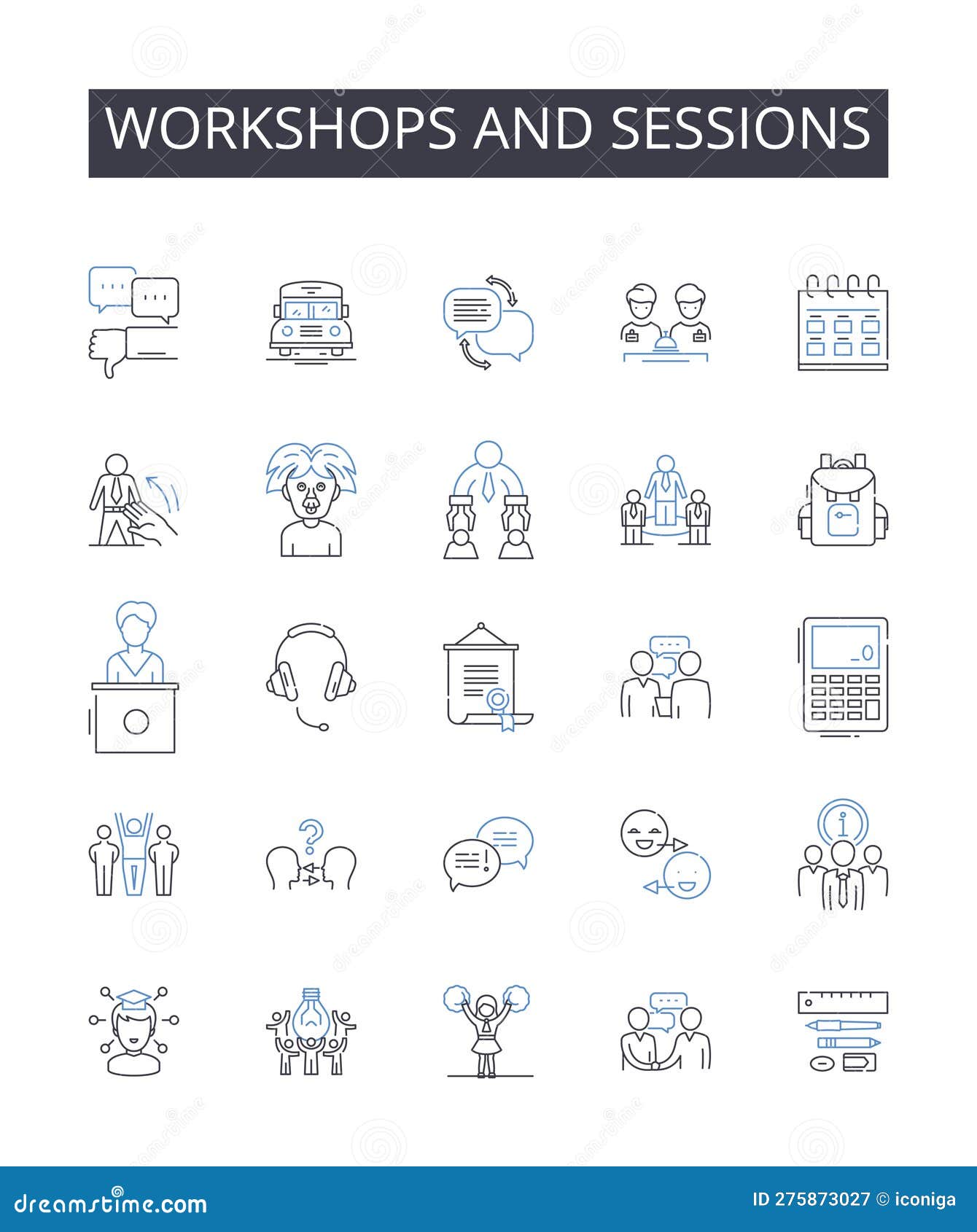 Workshops And Sessions Line Icons Collection. Ideation, Inspiration ...