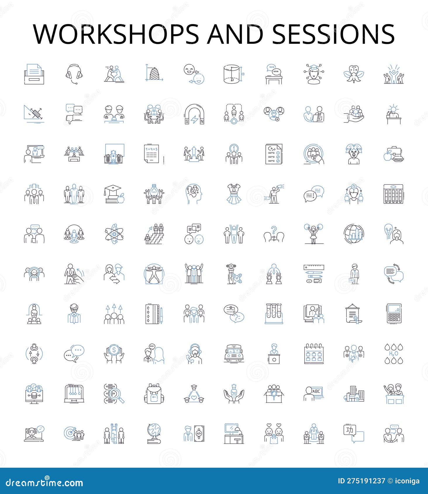 Workshops and Sessions Outline Icons Collection. Workshops, Sessions ...