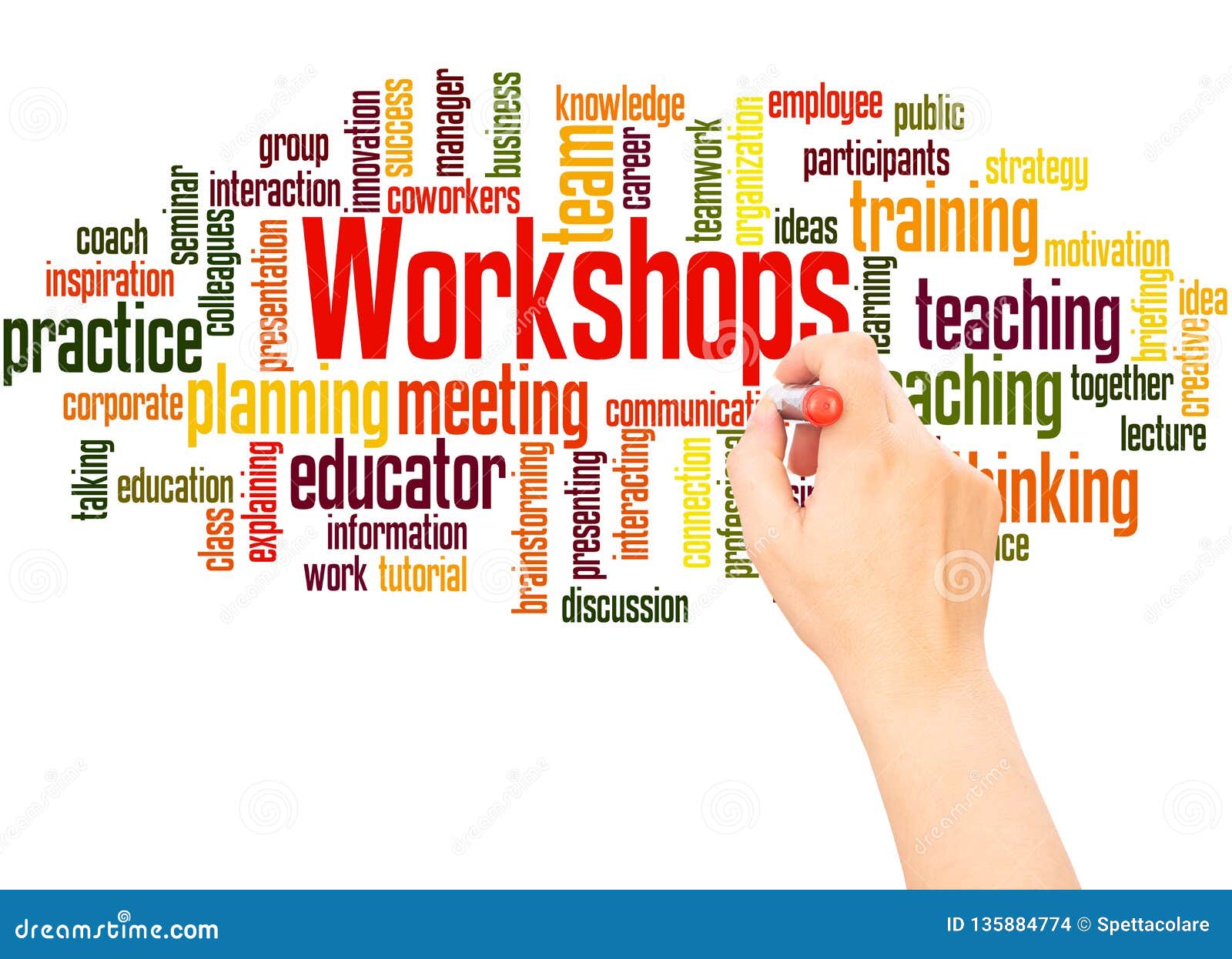 Workshops Word Cloud Hand Writing Concept Stock Photo - Image of ...