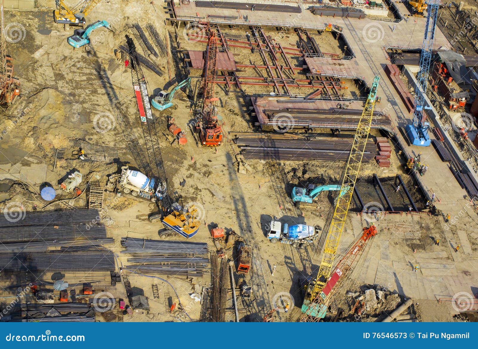 Worksite: top side view stock image. Image of dirt, build - 76546573