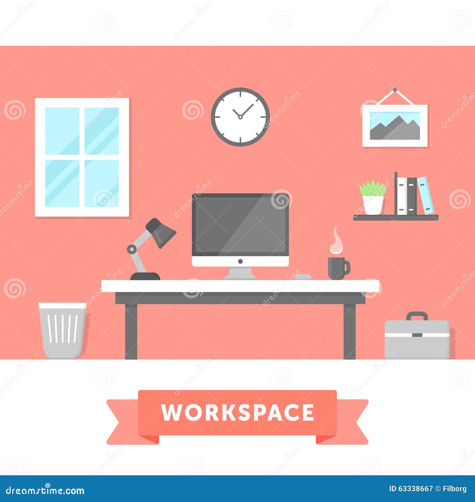 Workspace vektor illustrationer. Illustration av fönster - 63338667