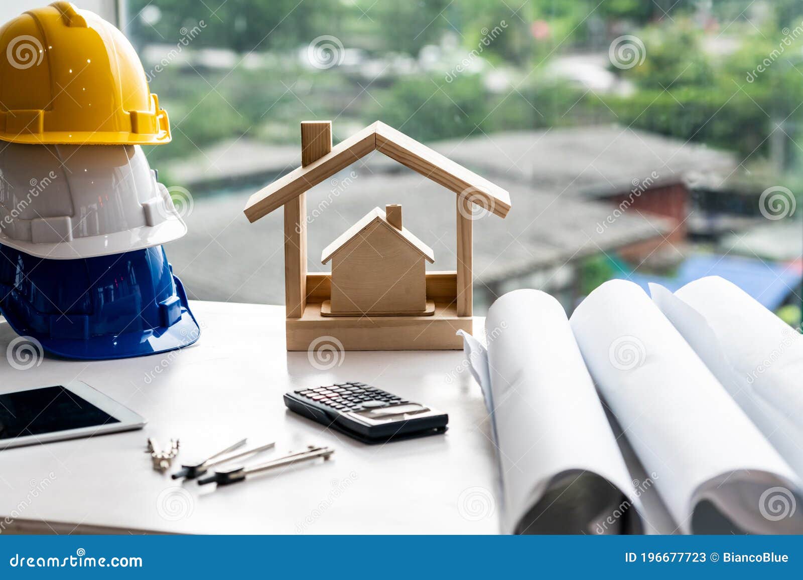 Workspace of Architect and Engineer Construction. Stock Image - Image ...