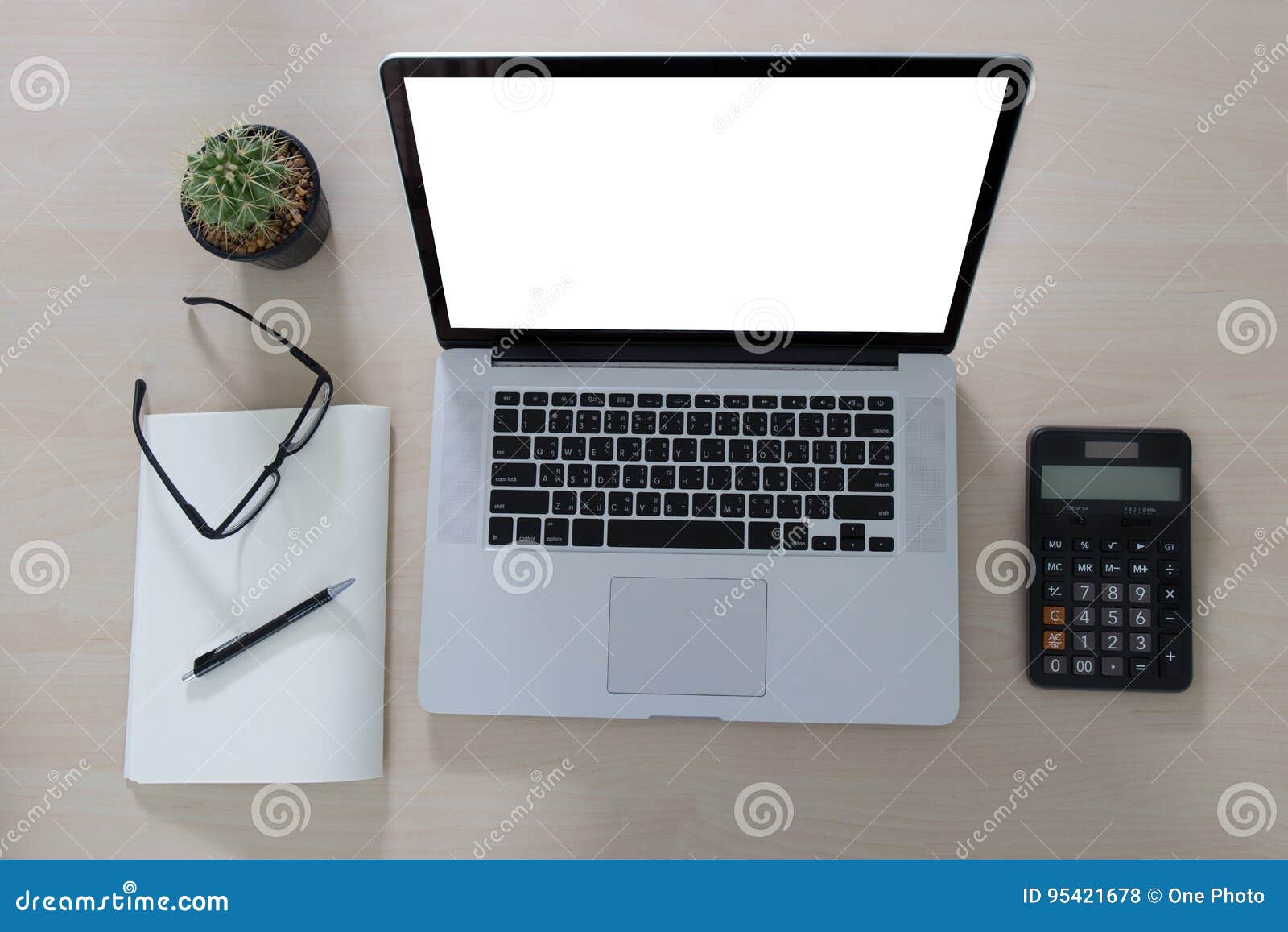 Workspace Background New Project On Laptop Computer With Blank C Stock ...