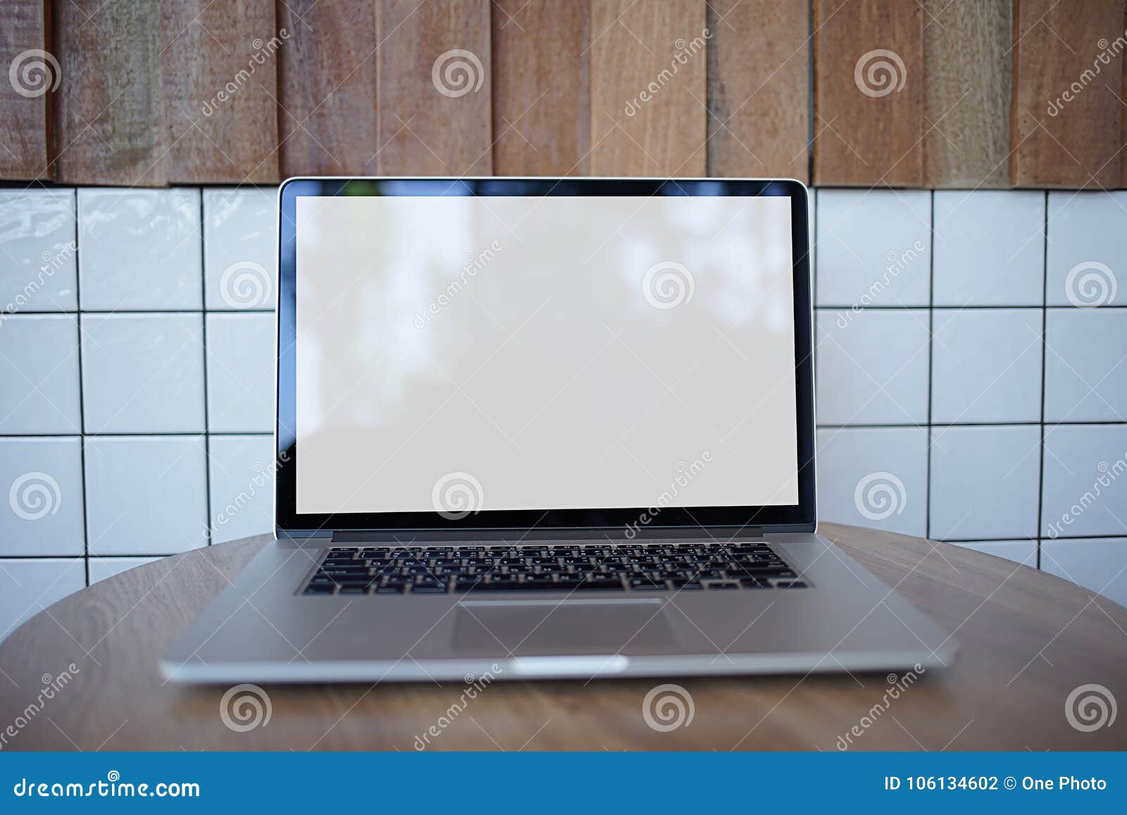 Workspace Background New Project on Laptop Computer with Blank C Stock ...