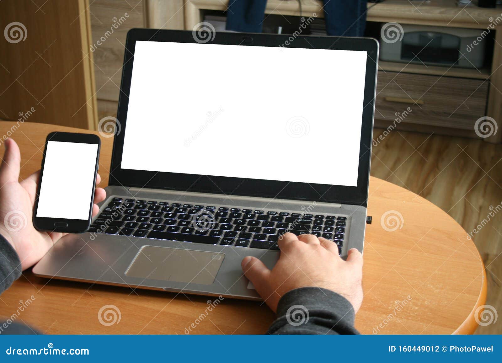 Workspace Background New Project on Laptop Computer with Blank Copy ...