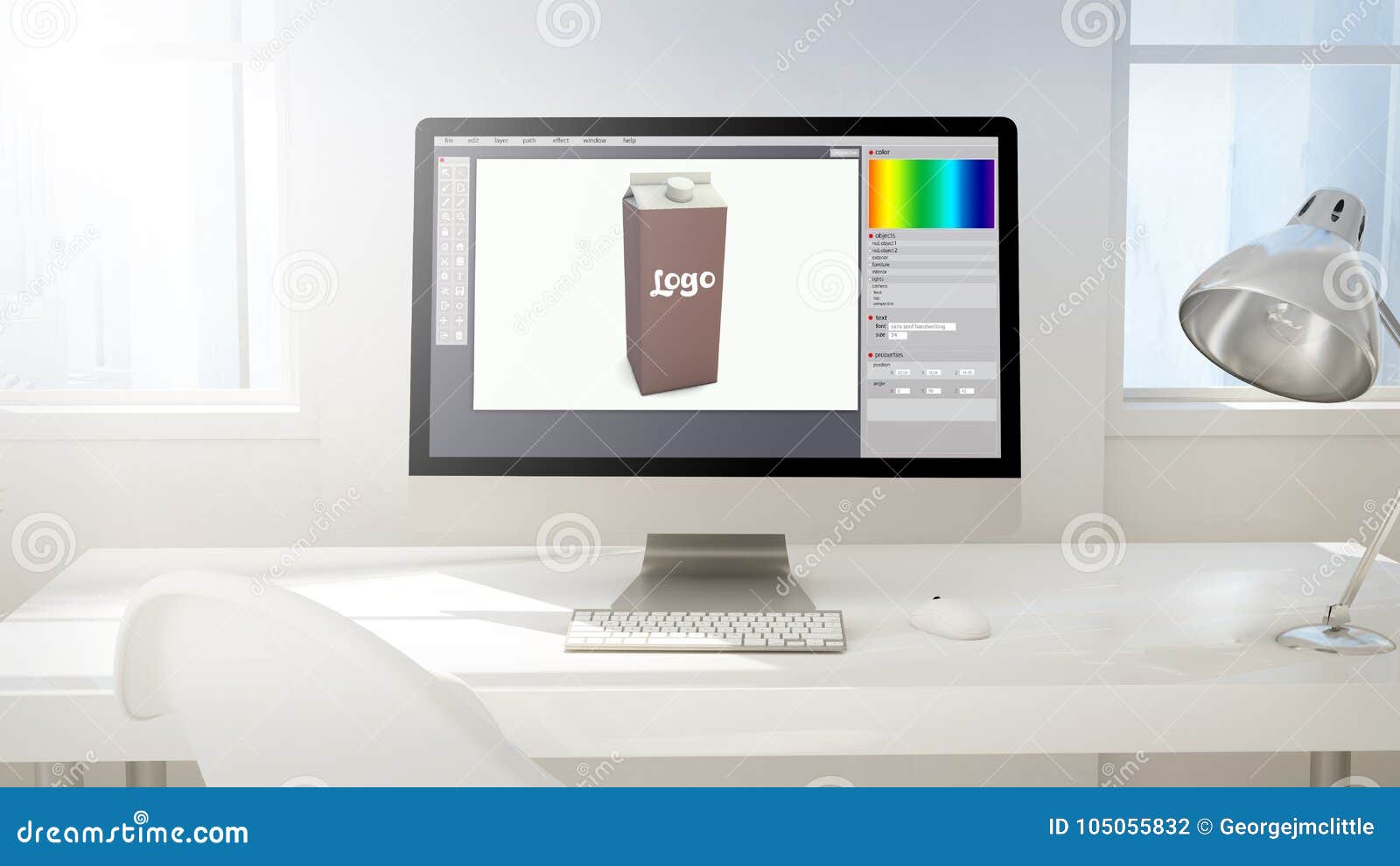Workspace Background Computer Packaging Design Stock Illustration ...