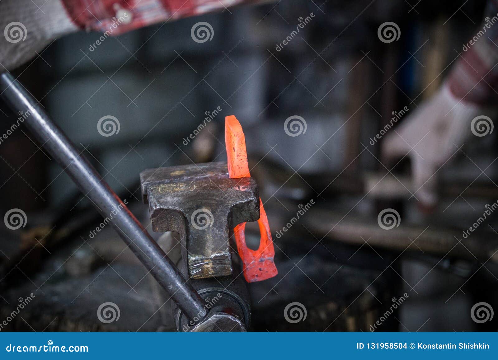 Workspace of Blacksmith. Blacksmith Working with Red Hot Metal ...