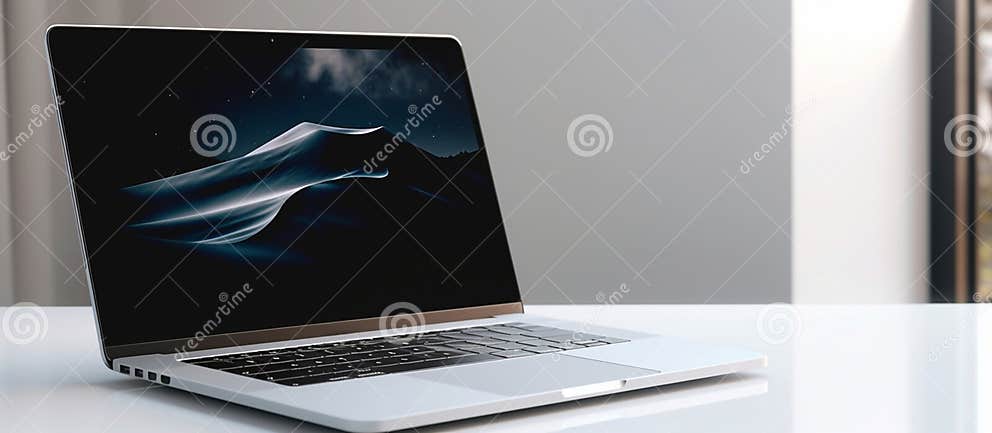 Workspace with Blank Laptop Computer Screen. Layout, Template for Your ...