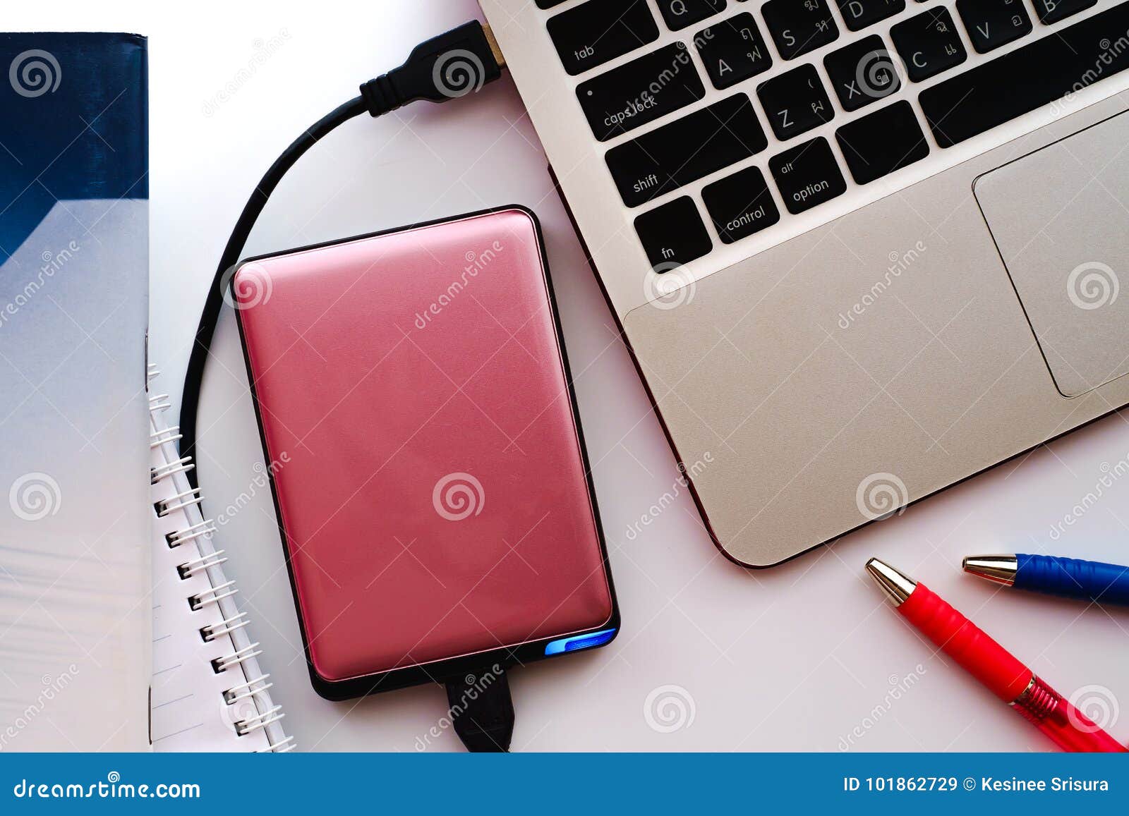 Pink External Hard Drive On White Background Royalty-Free Stock Image ...