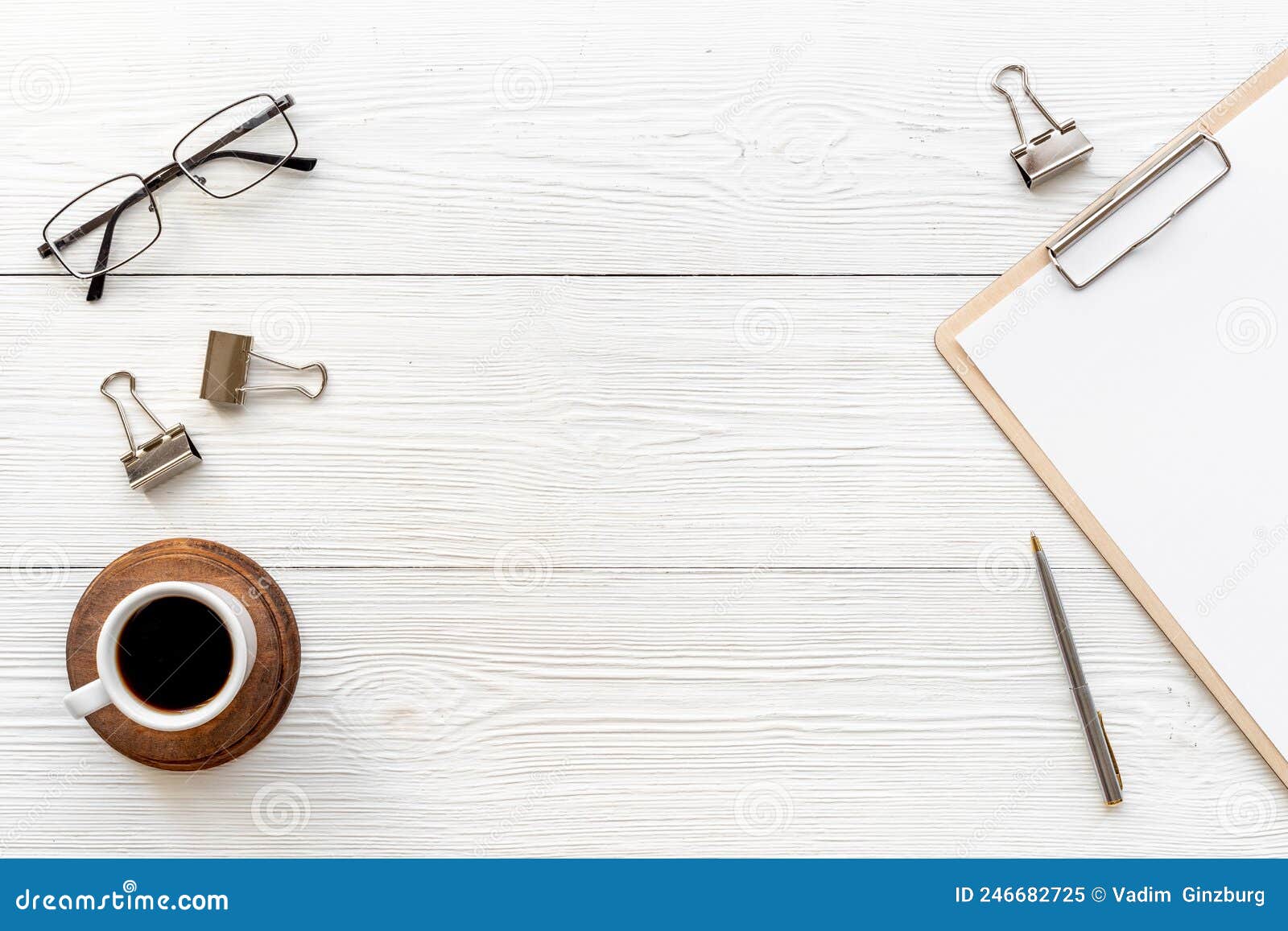 Workspace for Business - Empty Office Desk Top View Stock Image - Image ...