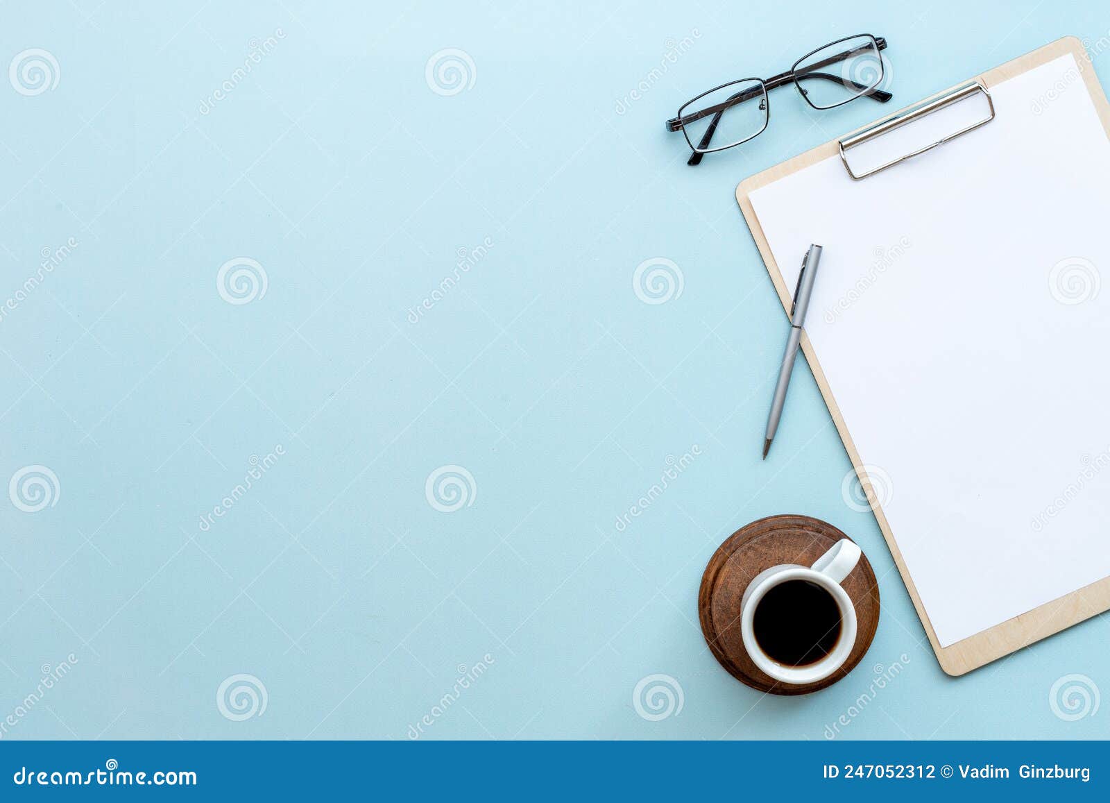 Workspace for Business - Empty Office Desk Top View Stock Photo - Image ...