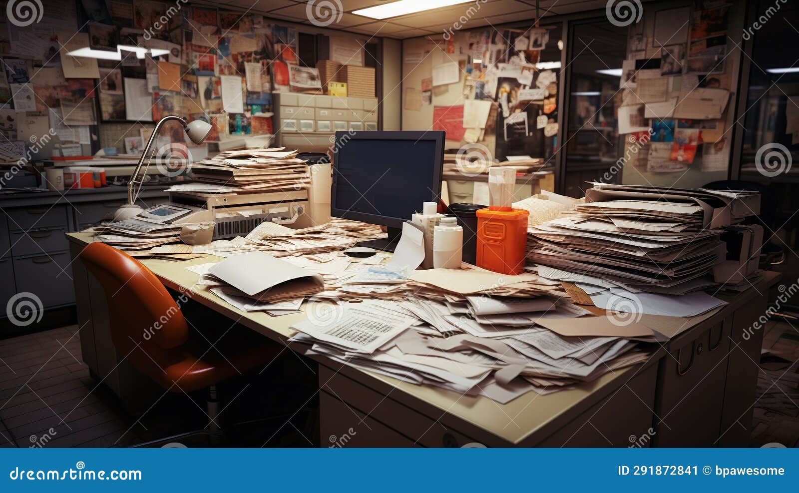 Workspace Chaos, Office Disarray, a Messy Office Workstation ...