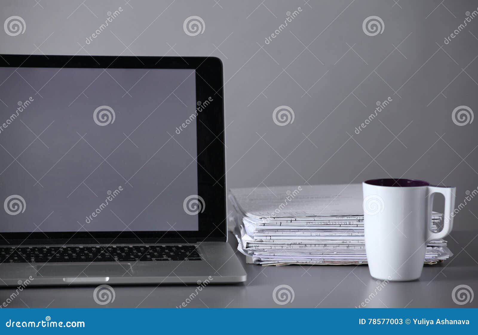 Workspace with Computer and Document in Office Stock Image - Image of ...