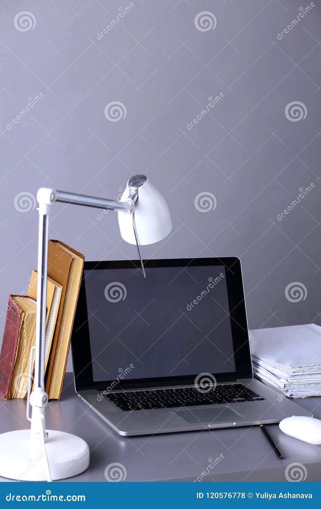 Workspace with Computer and Documents in Office Editorial Stock Photo ...
