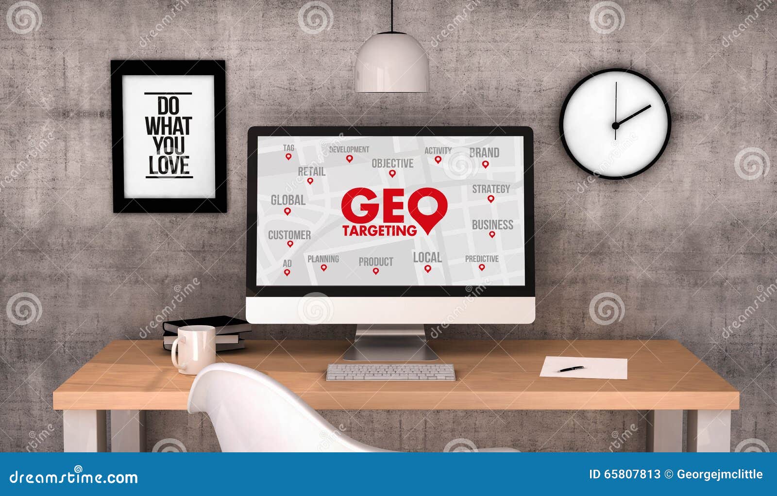 Workspace Computer Geo Targeting Strategy Royalty-Free Stock ...