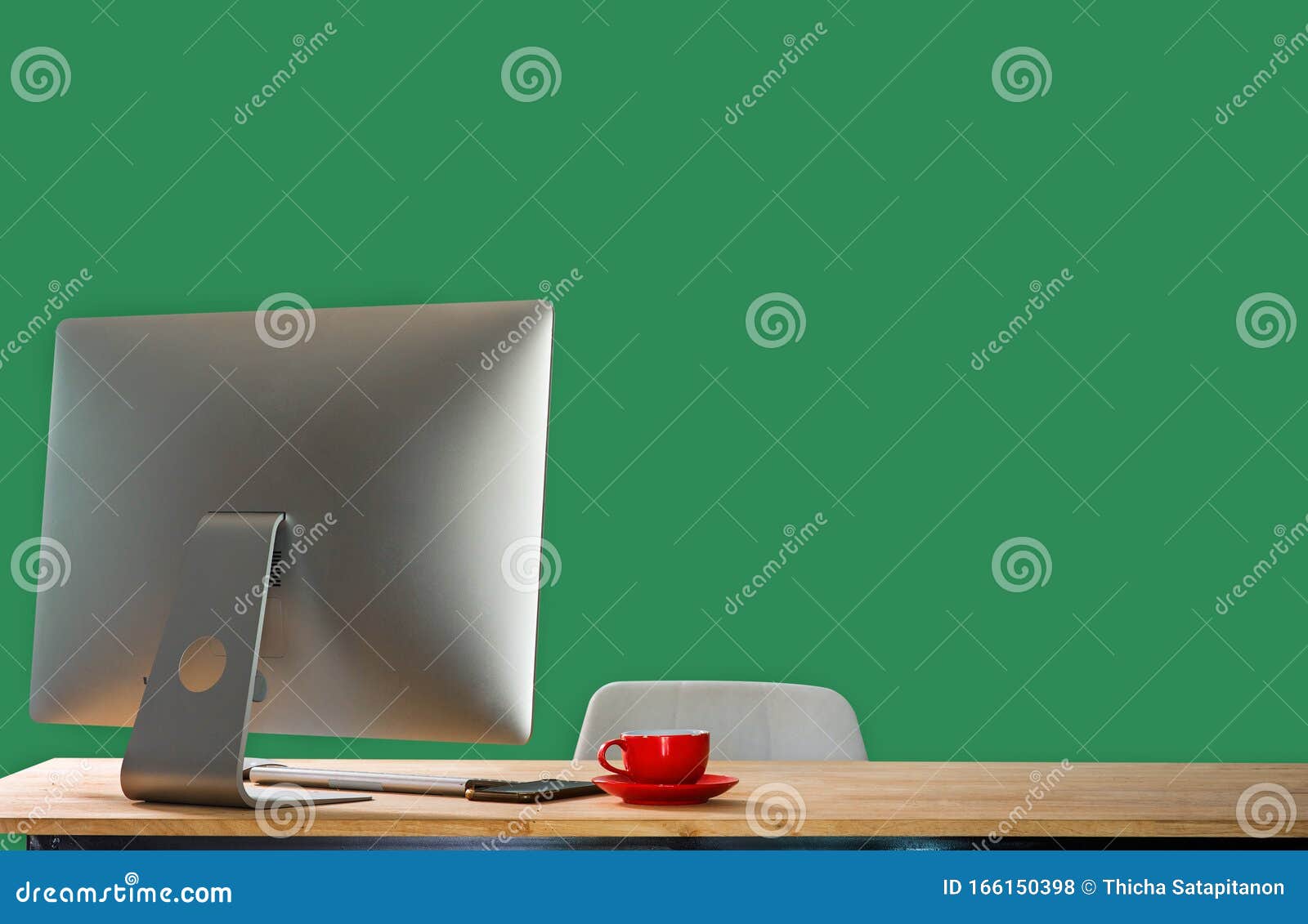 Workspace with Computer, Keyboard,coffee Cup and Mouse with Blank or ...
