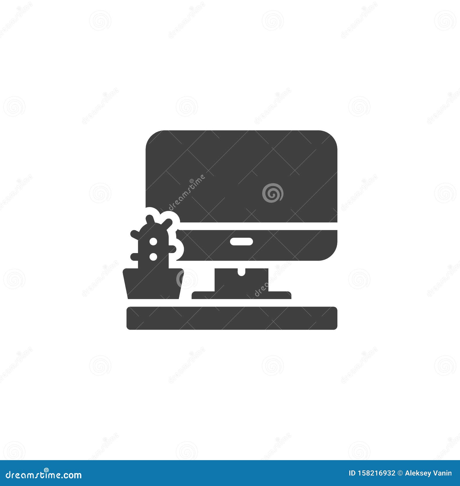 Workspace with Computer and Plant Vector Icon Stock Vector ...