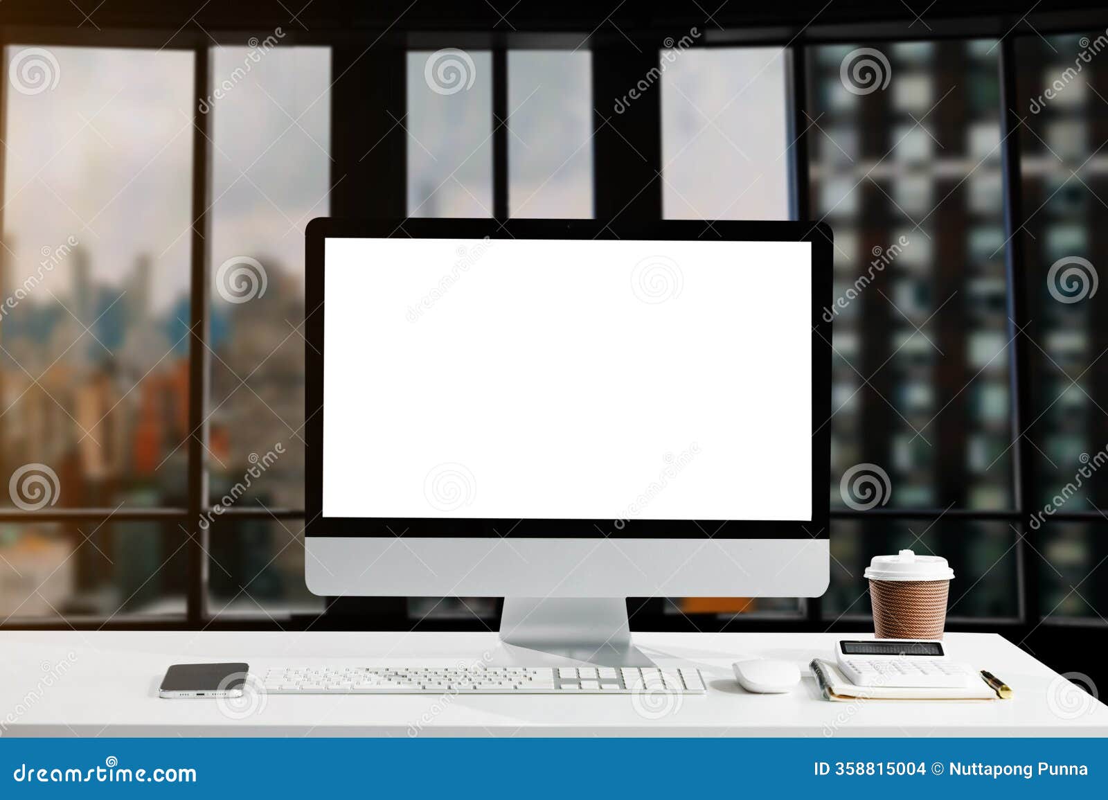 Workspace With A Computer Showing Financial Dashboards And A Cup Of ...