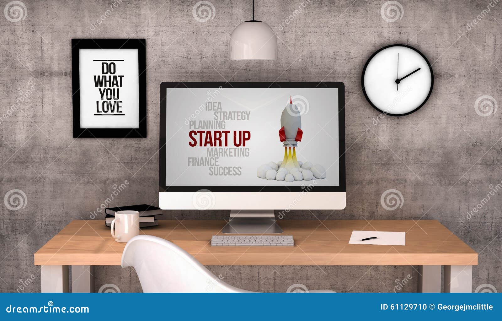 Workspace Computer Start Up Website Stock Illustration - Illustration ...