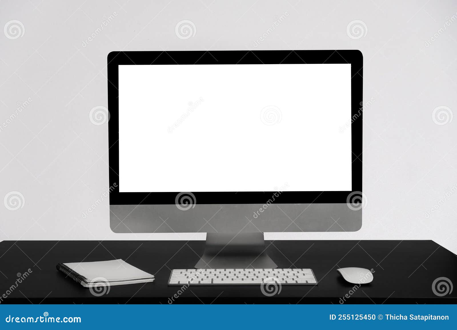 Workspace with computers. stock photo. Image of background - 255125450