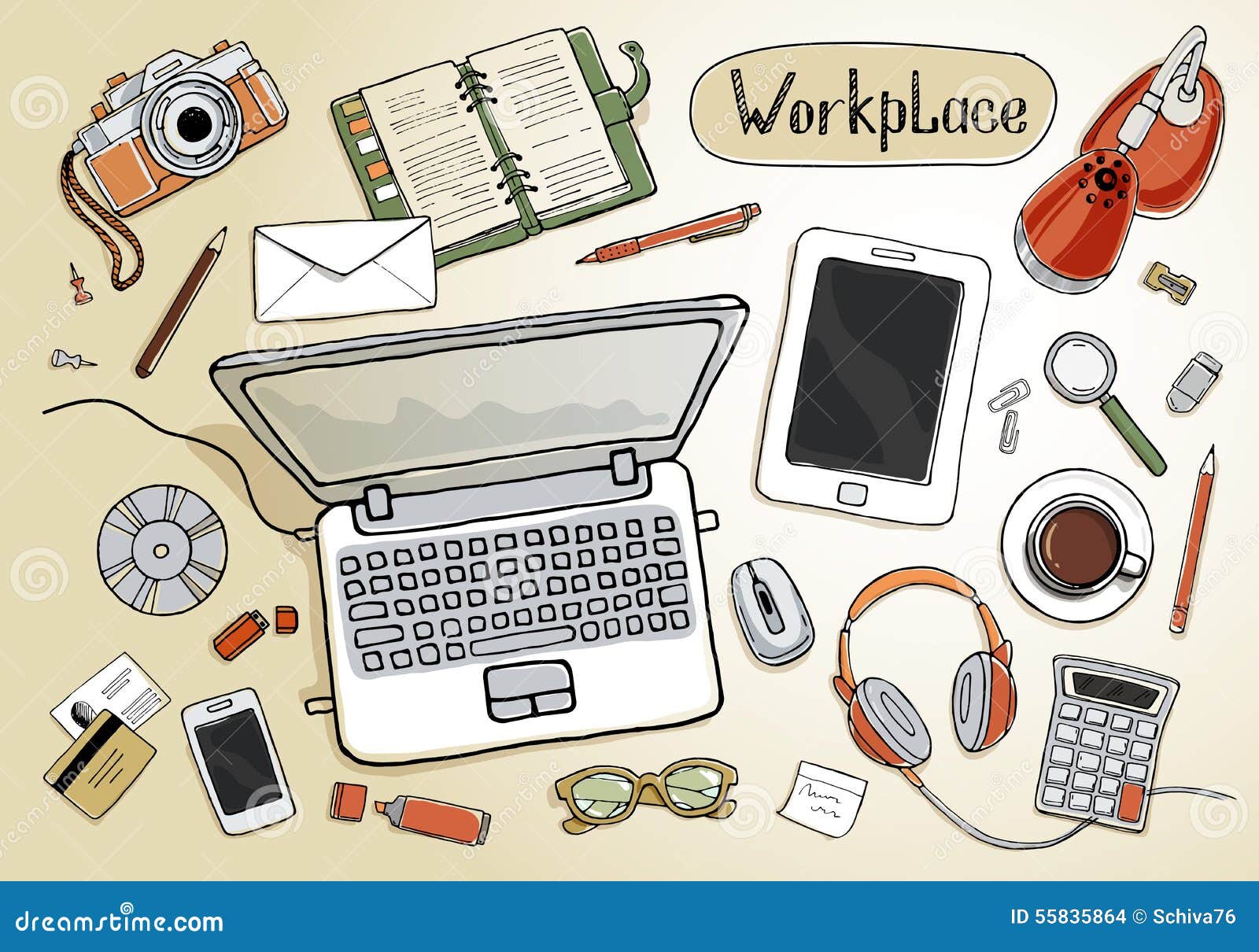 Workspace stock vector. Illustration of collection, design - 55835864