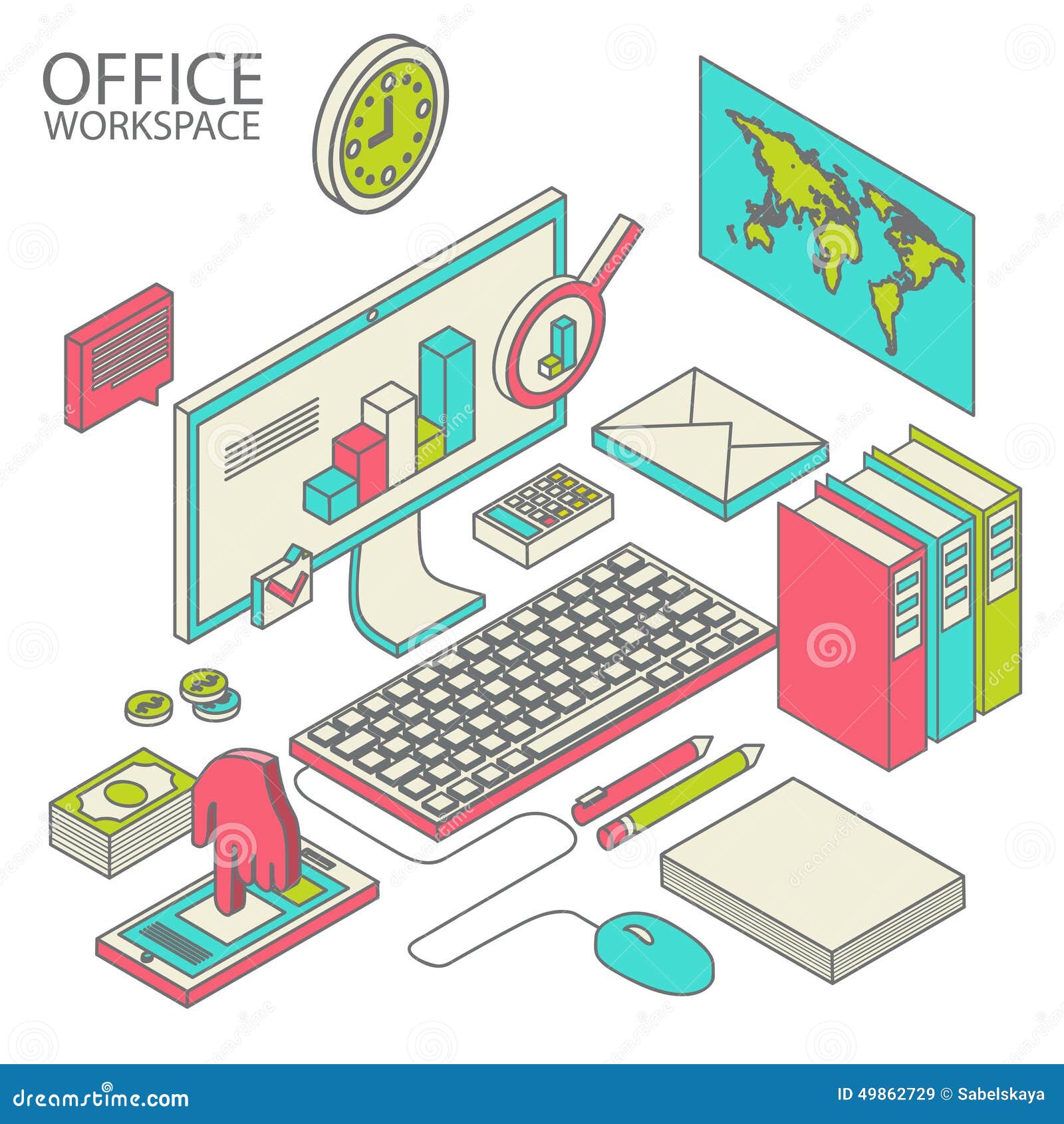 Workspace concept vector stock vector. Illustration of concept - 49862729