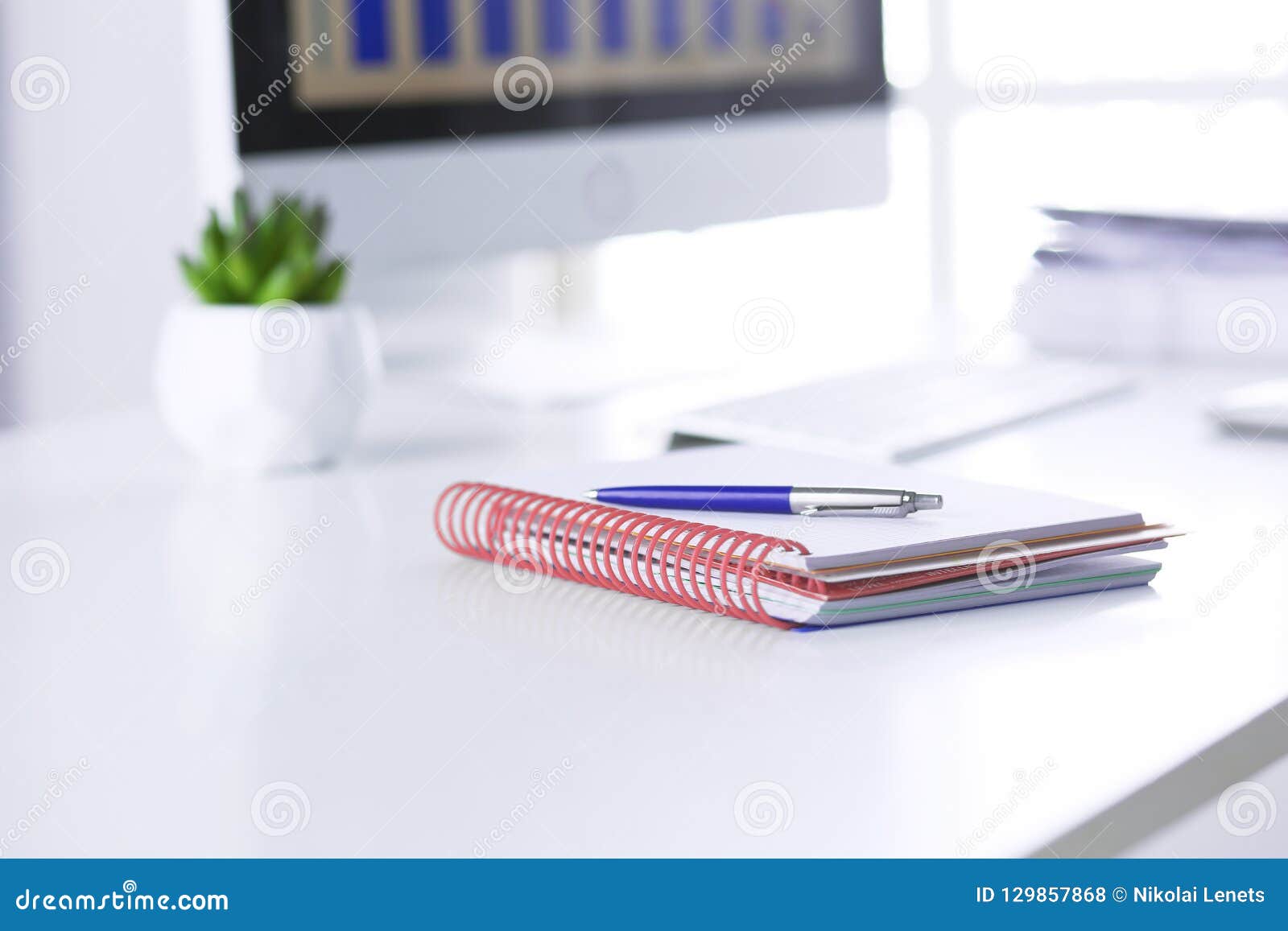 Workspace Desktop, Documents on the Office Table Stock Photo - Image of ...
