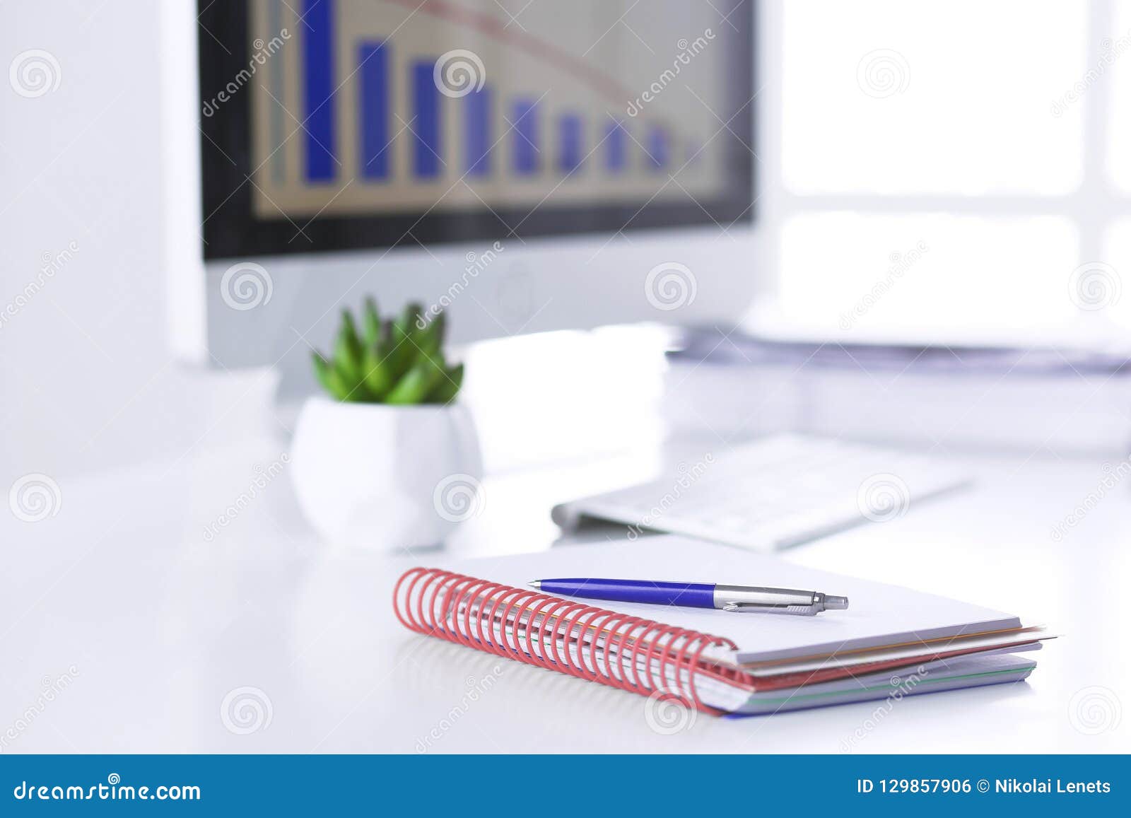 Workspace Desktop, Documents on the Office Table Stock Photo - Image of ...