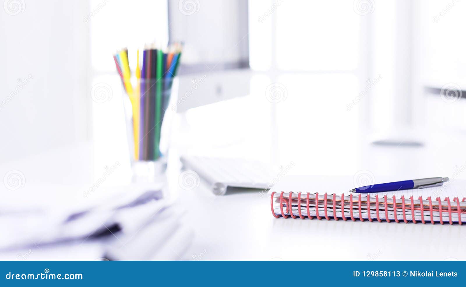 Workspace Desktop, Documents on the Office Table Stock Image - Image of ...