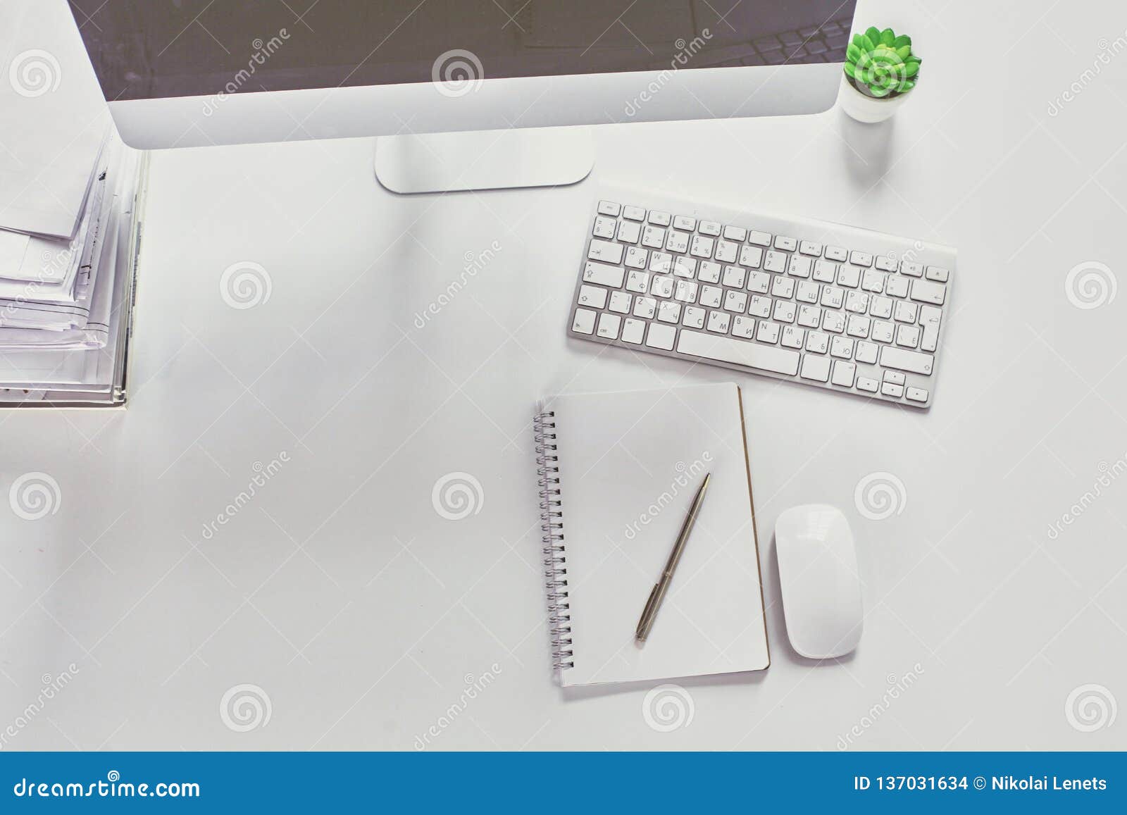Workspace Desktop, Documents on the Office Table Stock Photo - Image of ...