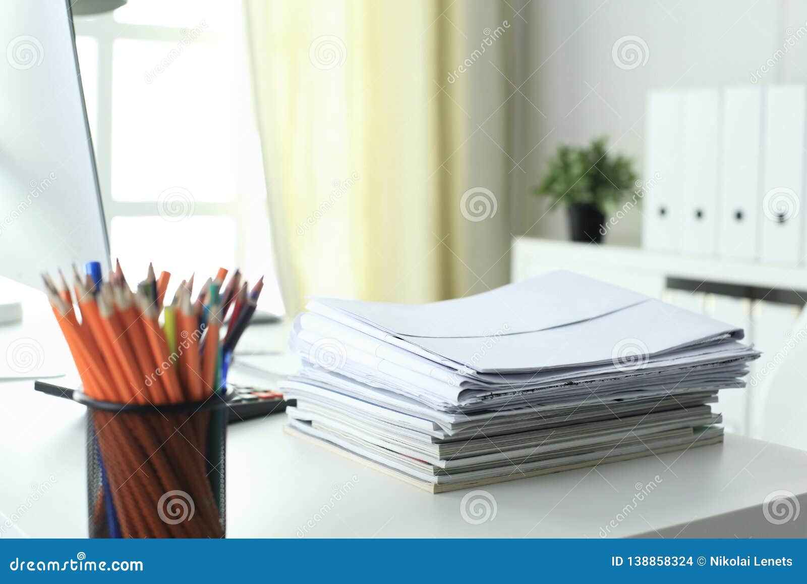 Workspace Desktop, Documents on the Office Table Stock Photo - Image of ...