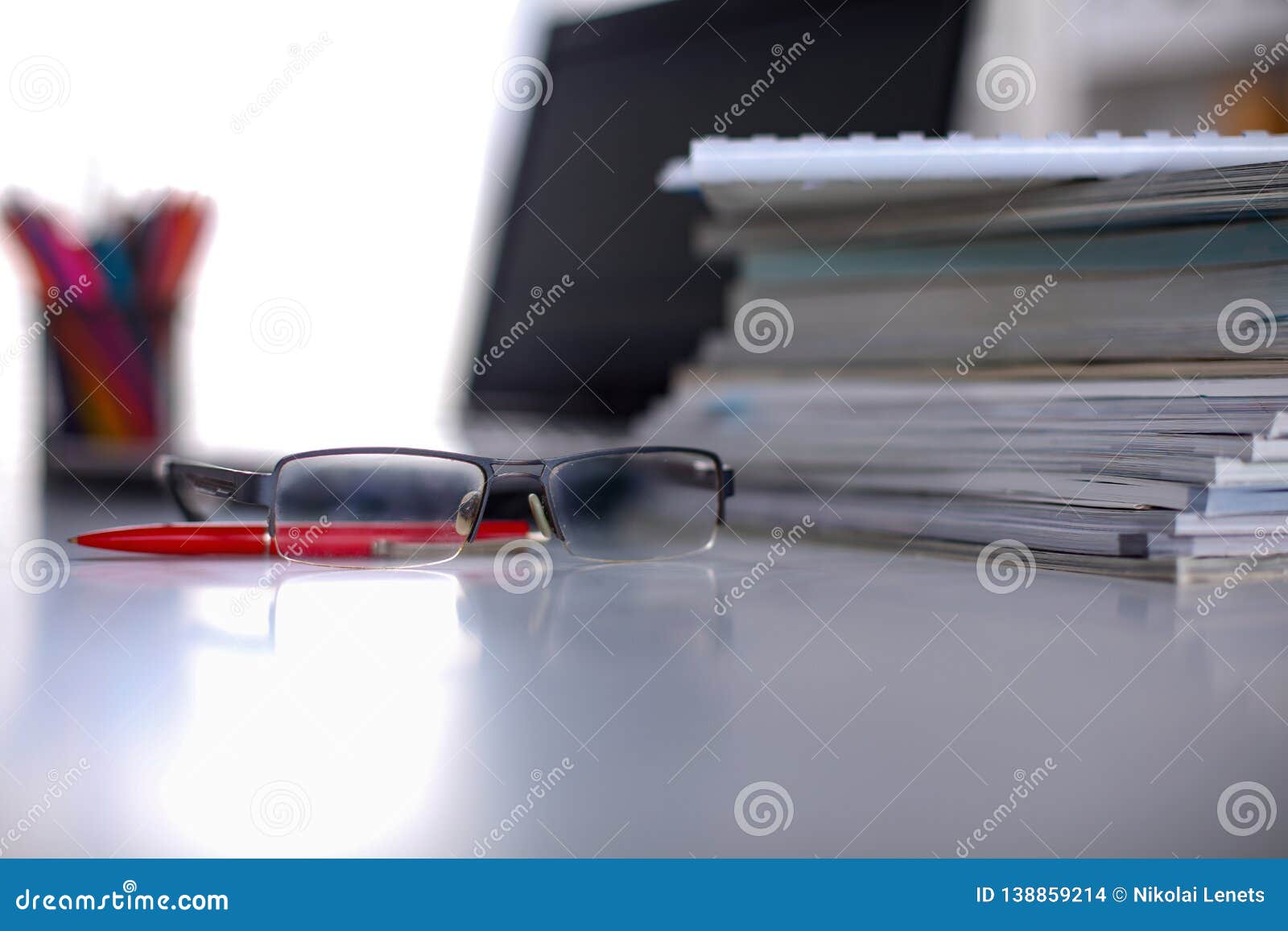 Workspace Desktop, Documents on the Office Table Stock Photo - Image of ...