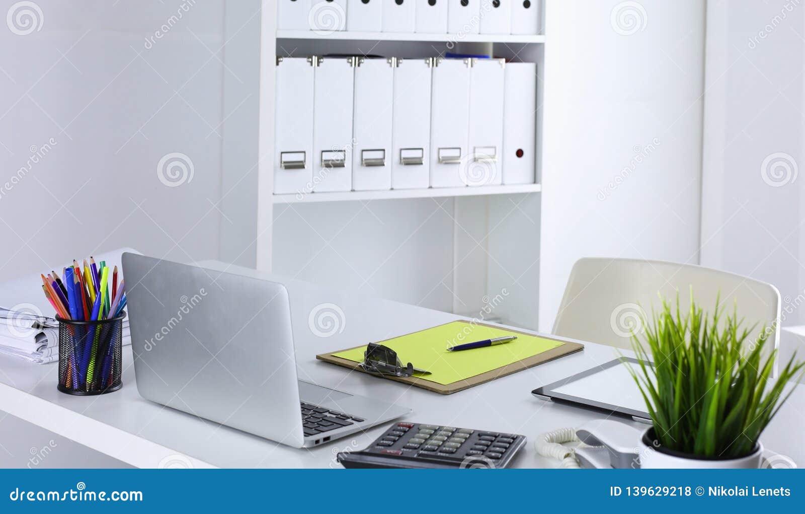 Workspace Desktop, Documents on the Office Table Stock Photo - Image of ...