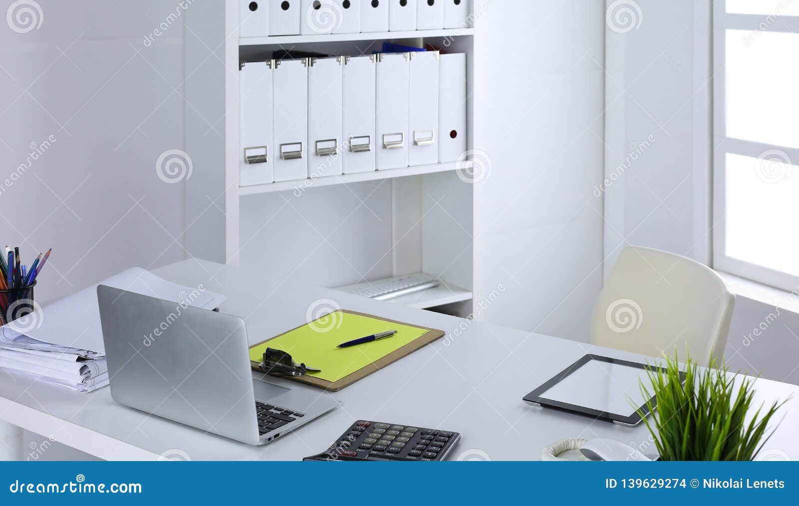 Workspace Desktop, Documents on the Office Table Stock Photo - Image of ...