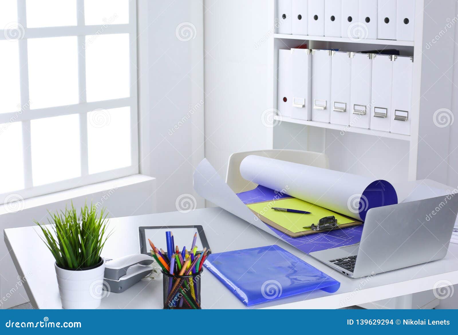 Workspace Desktop, Documents on the Office Table Stock Photo - Image of ...