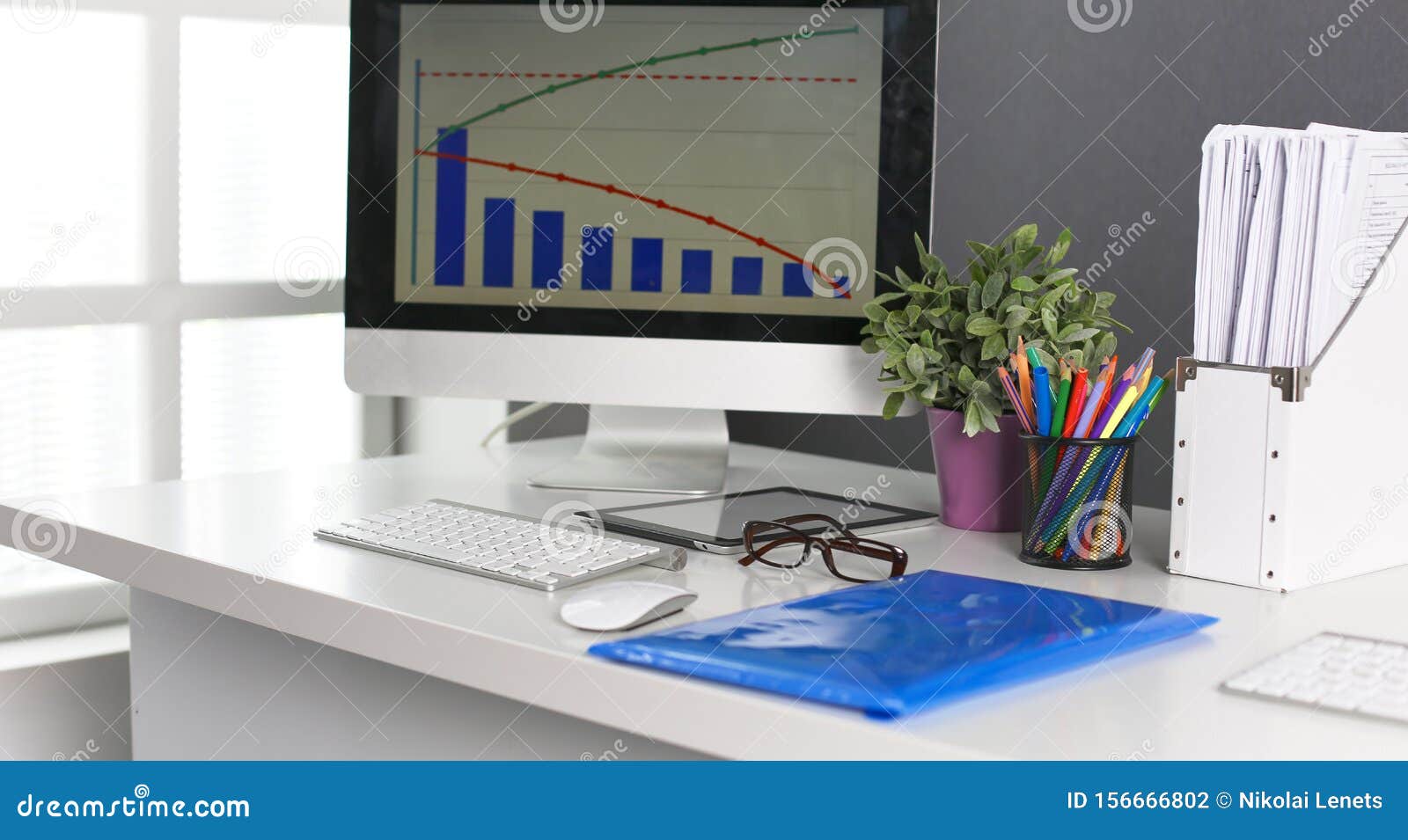 Workspace Desktop, Documents on the Office Table Stock Photo - Image of ...